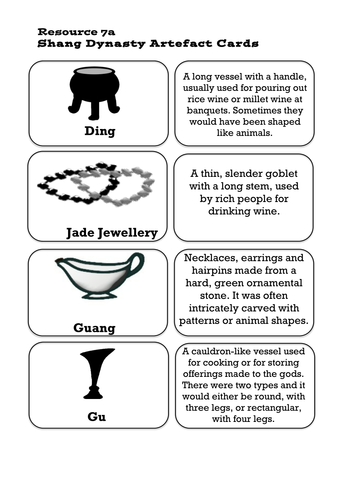 Shang Dynasty - Archaeological Evidence Activity | Teaching Resources