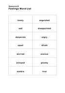 Feelings Words - Word Bank | Teaching Resources
