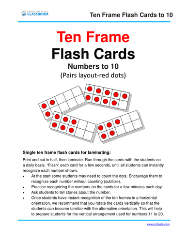 Ten Frames Flashcards: Pairs layout | Teaching Resources