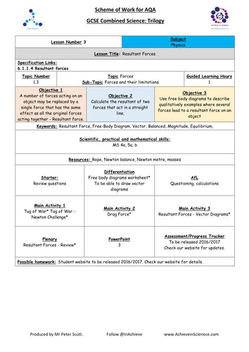 Physics Combined Science Trilogy (AQA) – Paper 2A - Lessons 1-15 (09/ ...