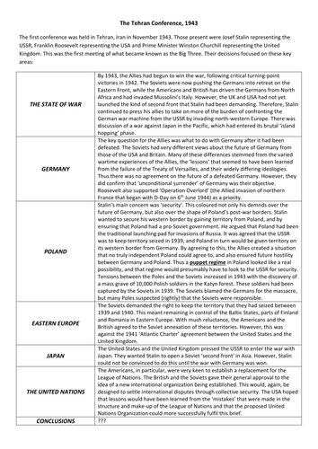 Cold War: Peace Conferences & Russian Influence | Teaching Resources
