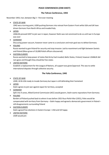 Cold War: Peace Conferences & Russian Influence | Teaching Resources