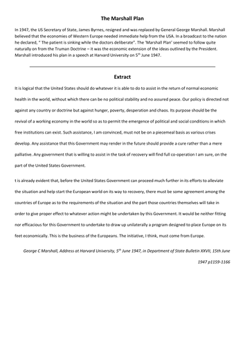 Cold War; Iron Curtain, Truman Doctrine and Marshall Plan | Teaching ...