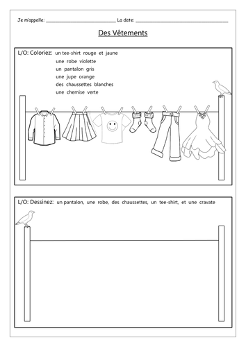 FRENCH - CLOTHING - Des Vêtements KS2 - Worksheets | Teaching Resources