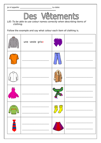FRENCH - CLOTHING - Des Vêtements KS2 - Worksheets | Teaching Resources