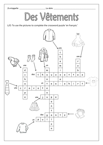 FRENCH - CLOTHING - Des Vêtements KS2 - Worksheets | Teaching Resources