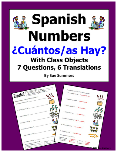 Spanish Numbers and Classroom Objects Worksheet - Cuantos Hay ...