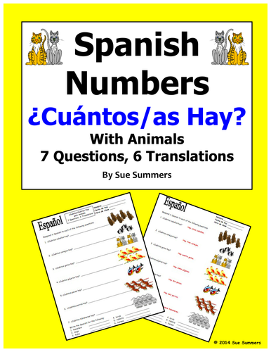 Spanish Numbers and Animals Worksheet - Cuantos Hay | Teaching Resources