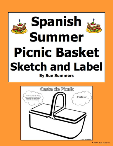 Spanish Food Picnic Sketch and Label - Cesta de Picnic - | Teaching ...