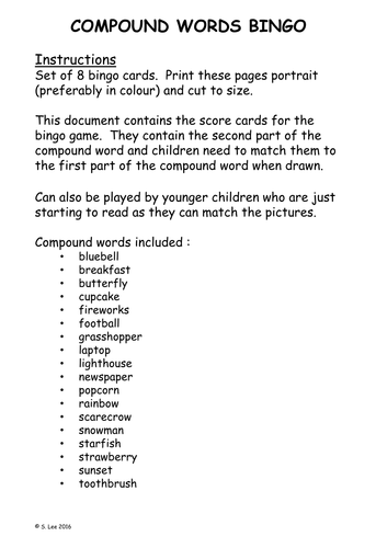 Compound Word Games | Teaching Resources