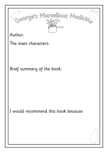 George's Marvellous Medicine novel study- worksheets, display materials ...