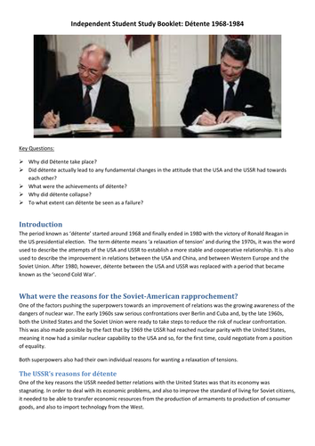 Cold War; Decline and End of Detente | Teaching Resources