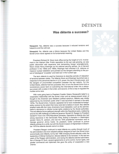 Cold War; Decline and End of Detente | Teaching Resources