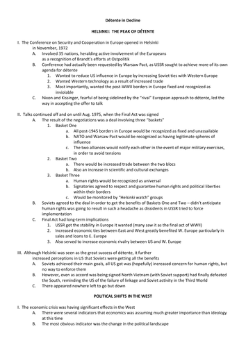 Cold War; Decline and End of Detente | Teaching Resources