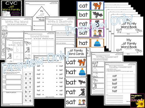 CVC at Word Family Worksheets, Centers, Poster, and Assessment ...