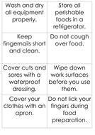 KS3 Food Charades Cards for Hygiene | Teaching Resources