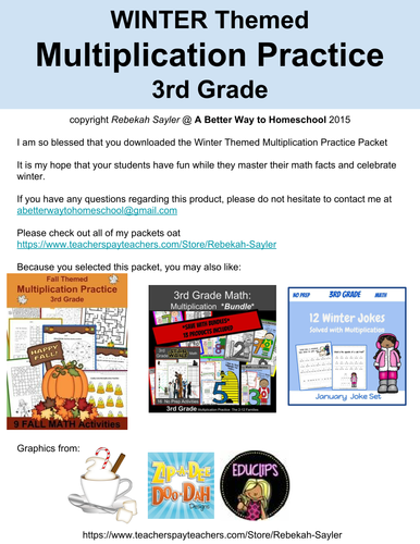 3rd Grade Math WINTER Activities | Teaching Resources