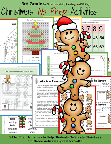 3rd Grade Math: 3rd Grade Reading- Christmas No Prep Activities ...