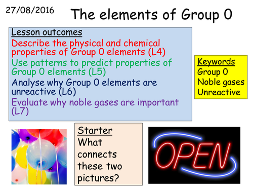 C2 1.5 The elements of Group 0 | Teaching Resources