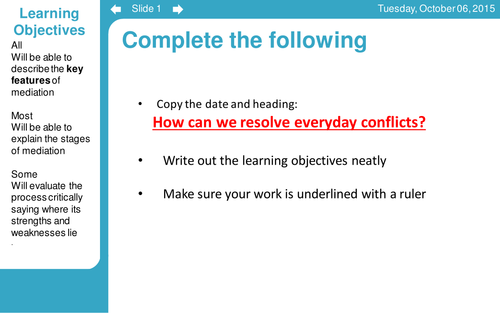 Conflict Resolution & mediation skills PSHE-Citizenship mini unit (Y5-8 ...