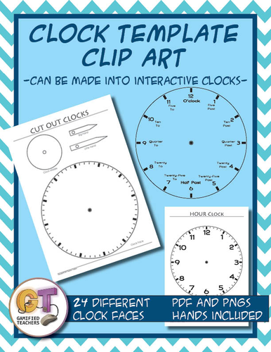 Clock Template Clip Art - Blank ones included, PNG for worksheets ...