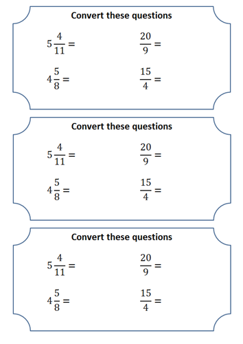 Converting between improper fractions and mixed numbers | Teaching ...