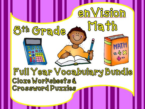 enVision Math 5th Grade Cloze & Crossword Puzzle Vocabulary Bundle ...