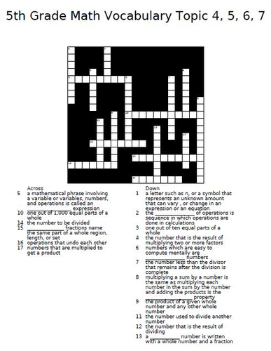 enVision Math 5th Grade Cloze & Crossword Puzzle Vocabulary Bundle ...
