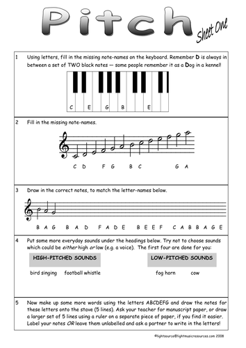 Pitch: 1 factsheet + 2 worksheets | Teaching Resources