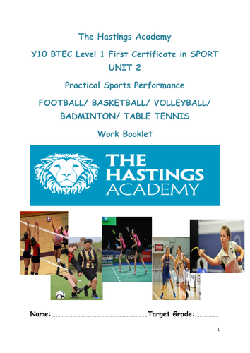 BTEC First SPORT Unit 2 help sheets. | Teaching Resources