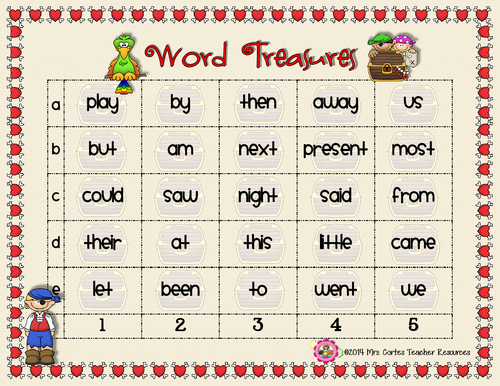 Word Treasures- High Frequency Words Game for first grade | Teaching ...