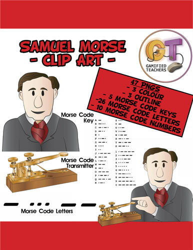 Samuel Morse and his invention Clip Art - 12 PNGS | Teaching Resources