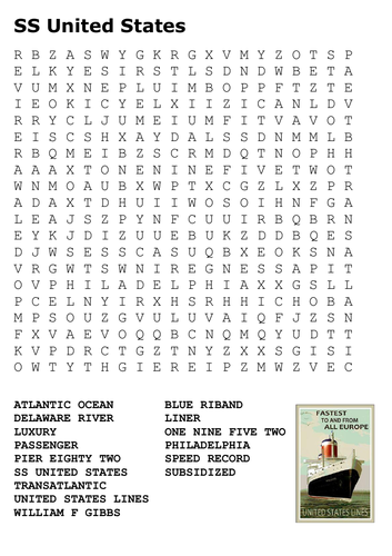 SS United States Word Search | Teaching Resources