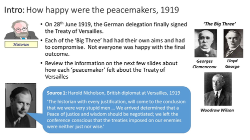 How satisfied were the Big Three with the Treaty of Versailles, 1919 ...