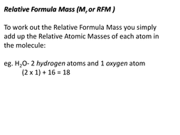 Chemical Calculations- Relative Formula Mass 2 | Teaching Resources