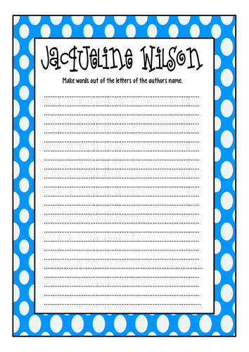 JACQUELINE WILSON TEACHING DISPLAY RESOURCES -ENGLISH READING KS1-2 ...