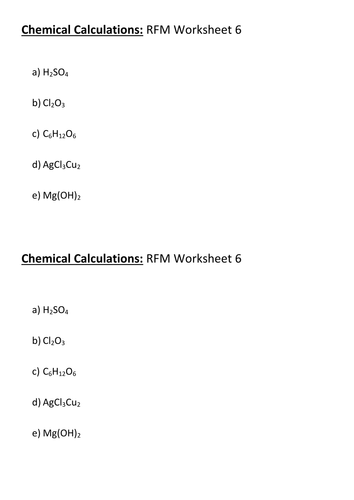 Chemical Calculations- Relative Formula Mass 6 | Teaching Resources
