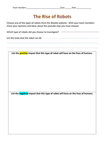 The Rise of Robots | Teaching Resources