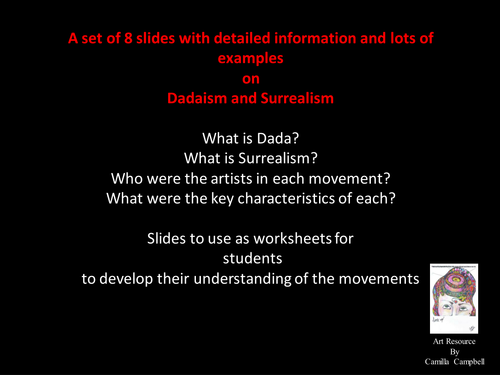 Art history: A set of detailed info on Dadaism and Surrealism to use as ...