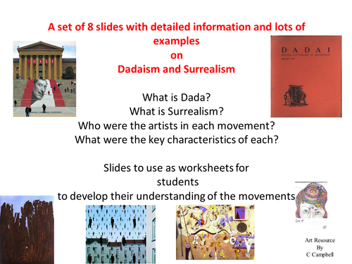 Art history: A set of detailed info on Dadaism and Surrealism to use as ...