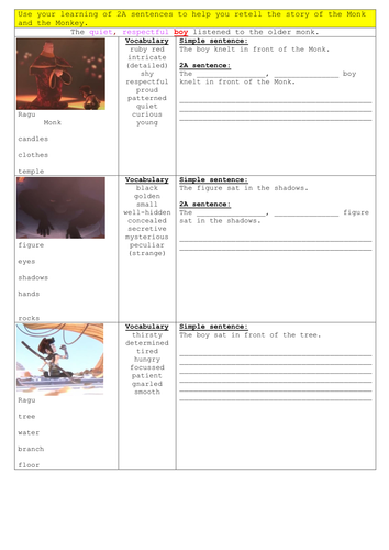 Alan Peat 2A Sentence - The Monk and the Monkey | Teaching Resources