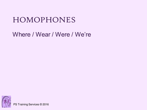 Homophones - Where, Were, We're and Wear. | Teaching Resources