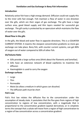 New OCR AS Biology Gas Exchange & Ventilation in Fish Lesson | Teaching ...