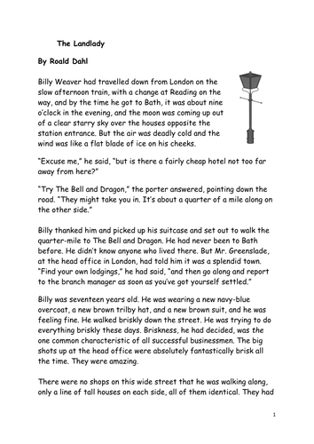 KS3 Roald Dahl SoW Landlady/Lamb to the Slaughter (LA) | Teaching Resources