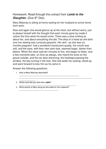 KS3 Roald Dahl SoW Landlady/Lamb to the Slaughter (LA) | Teaching Resources