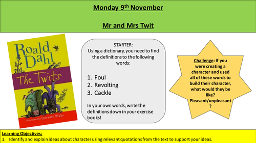 KS3 'The Twits' Roald Dahl SoW. | Teaching Resources