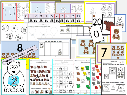 Bear Counting Addition Subtraction Worksheets Matching Activities ...
