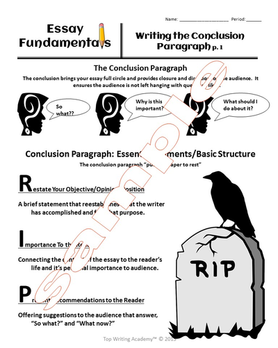 Conclusion Paragraph Writing Fundamentals | Teaching Resources