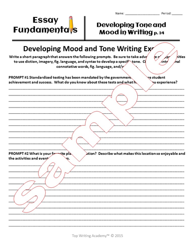 Essay Writing Fundamentals Developing Tone and Mood | Teaching Resources