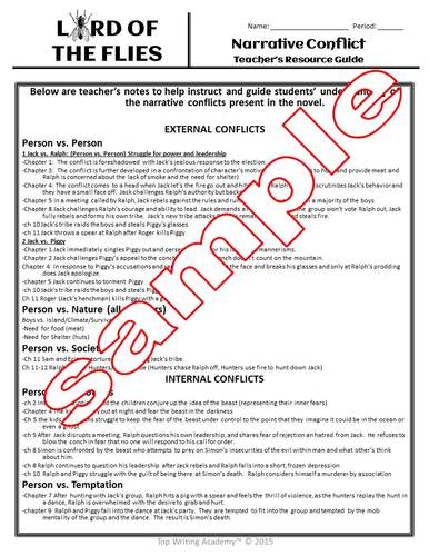 Lord of the Flies Narrative Conflict | Teaching Resources